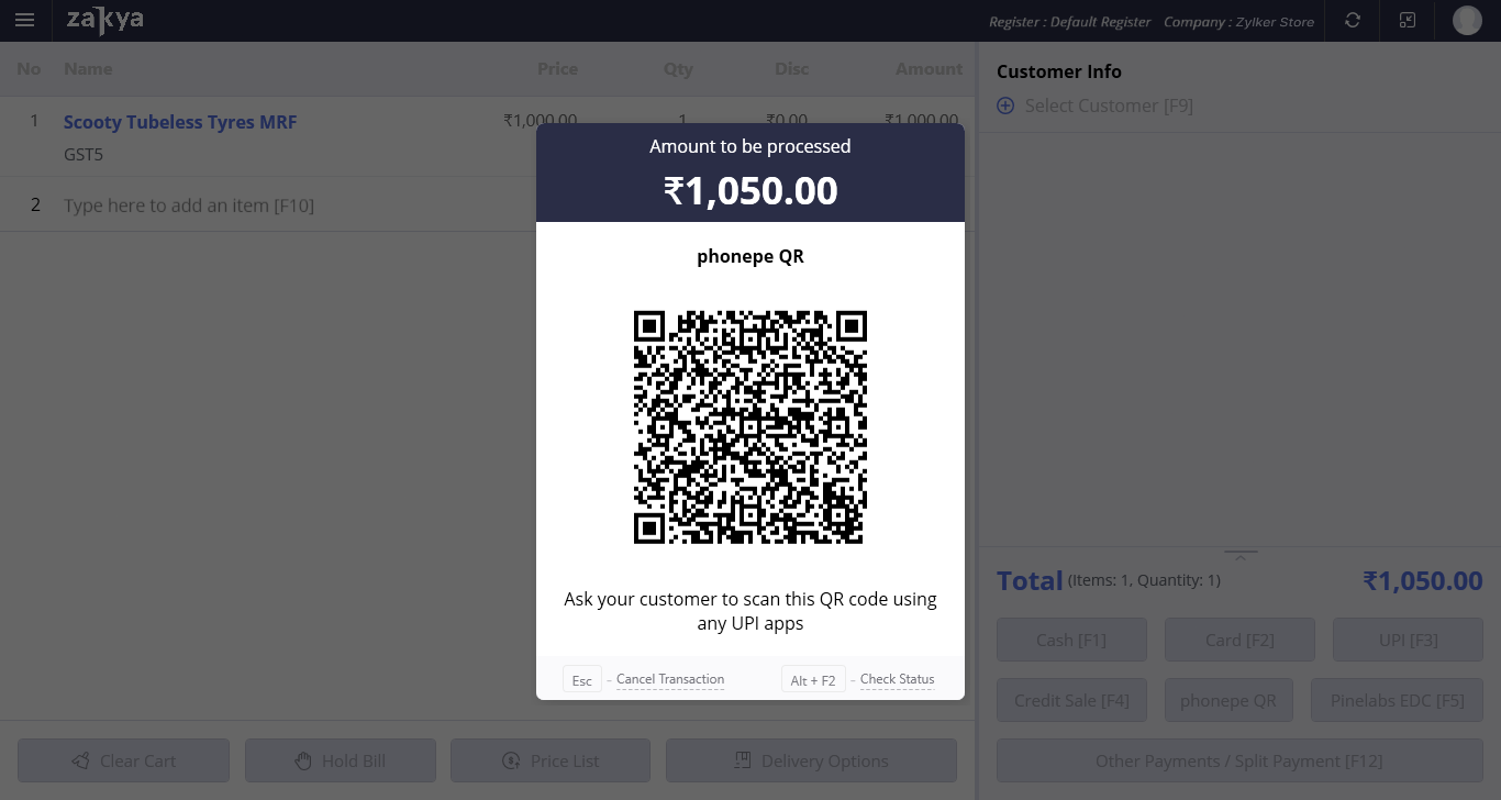 Integrate PhonePe With Zakya Integrate PhonePe With Zakya